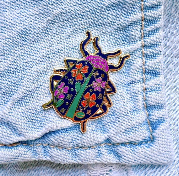 Floral Beetle Scarab Insect Hard Enamel Lapel Pin - Etsy