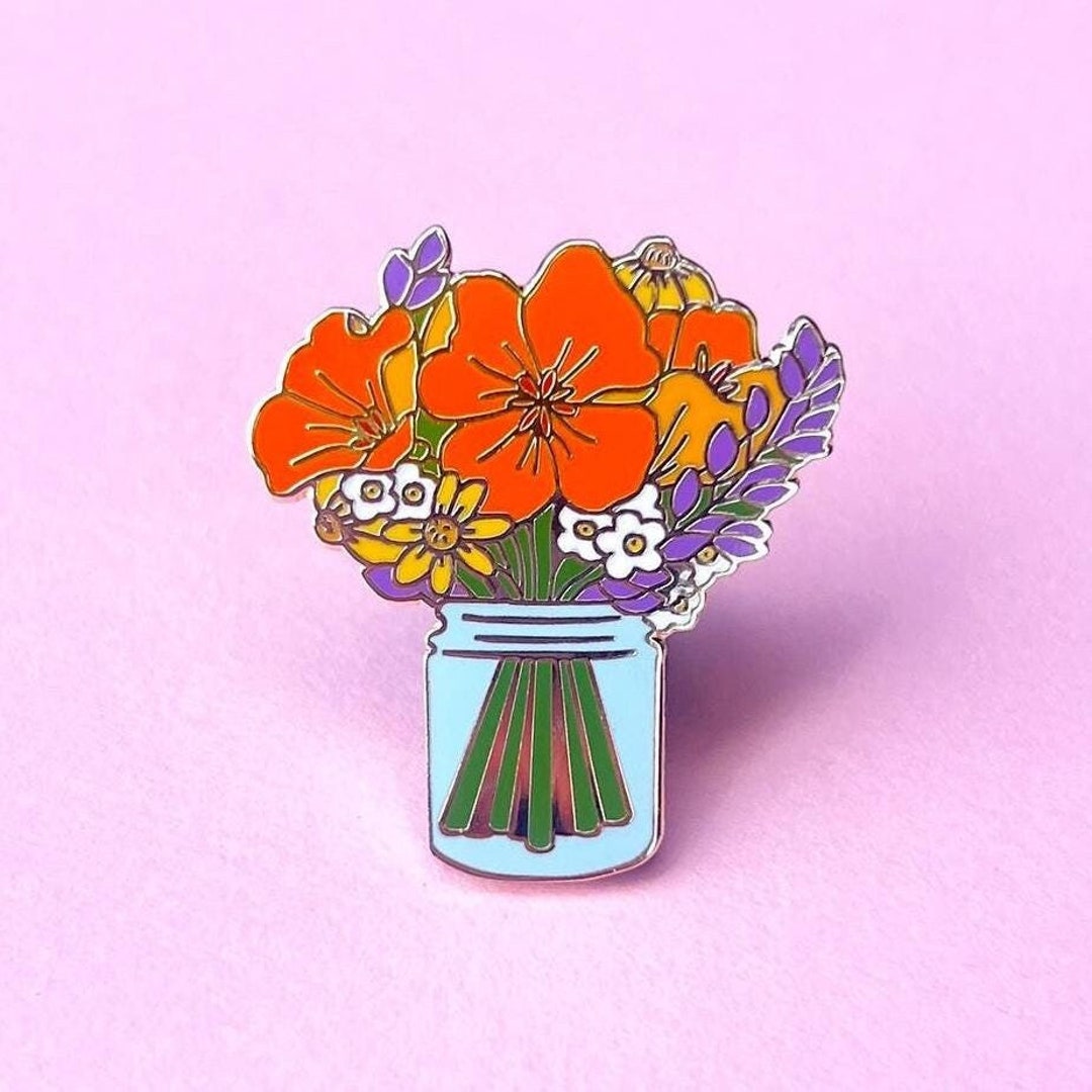 California Native Wildflowers Hard Enamel Pin / California Poppy Pin ...