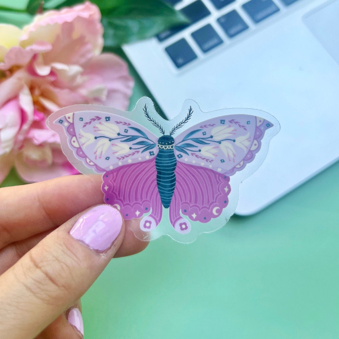 Moth Vinyl Sticker / Folk Art Moth / Insect Sticker / Illustrated Moth ...