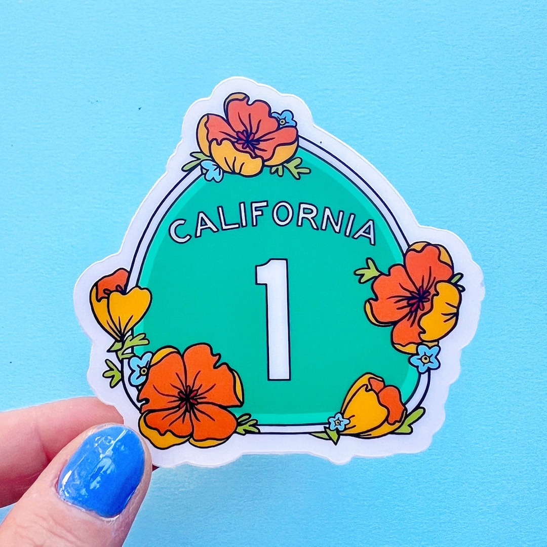 California Highway 1 Sticker / California Poppy Sticker / West Coast ...