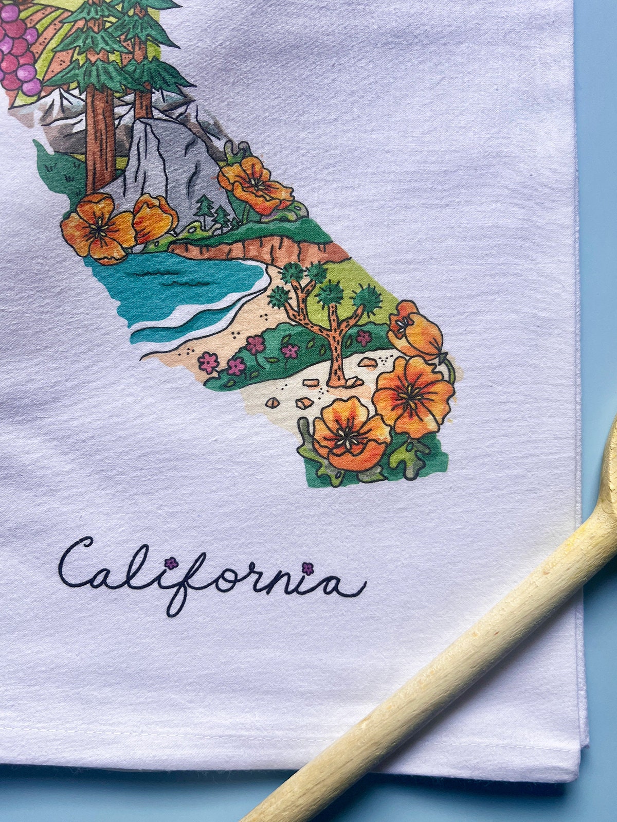 California State Illustrated Flour Sack Tea Towel / California Hostess ...