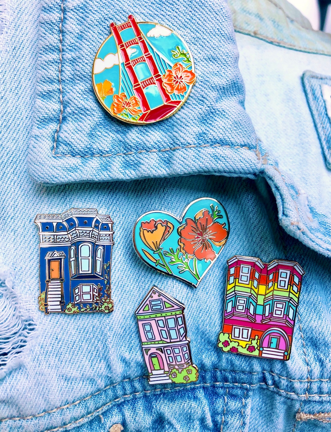 Hard Enamel Pin 3-pack - You Choose - San Francisco SF Pin / Golden ...