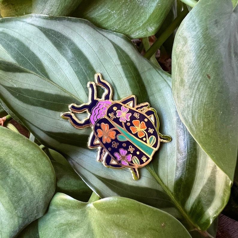 Floral Beetle Scarab Insect Hard Enamel Lapel Pin - Etsy