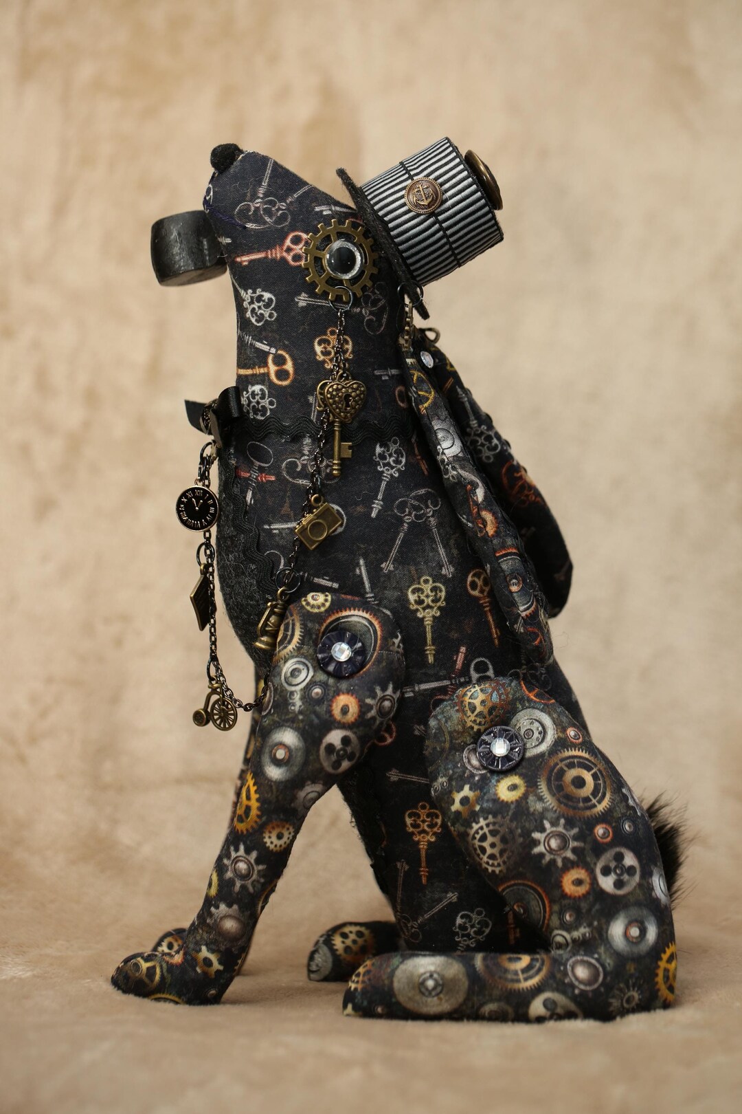Steampunk Moonhare Decor, Original Hare Soft Sculpture for Steampunk ...