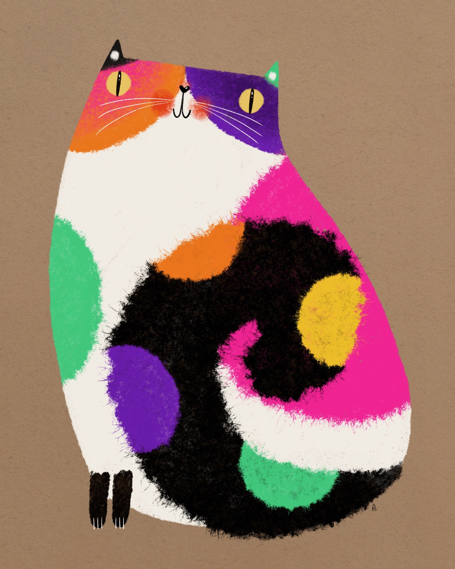Calico Cat Digital Download Print Illustration Cute Cats Art - Etsy