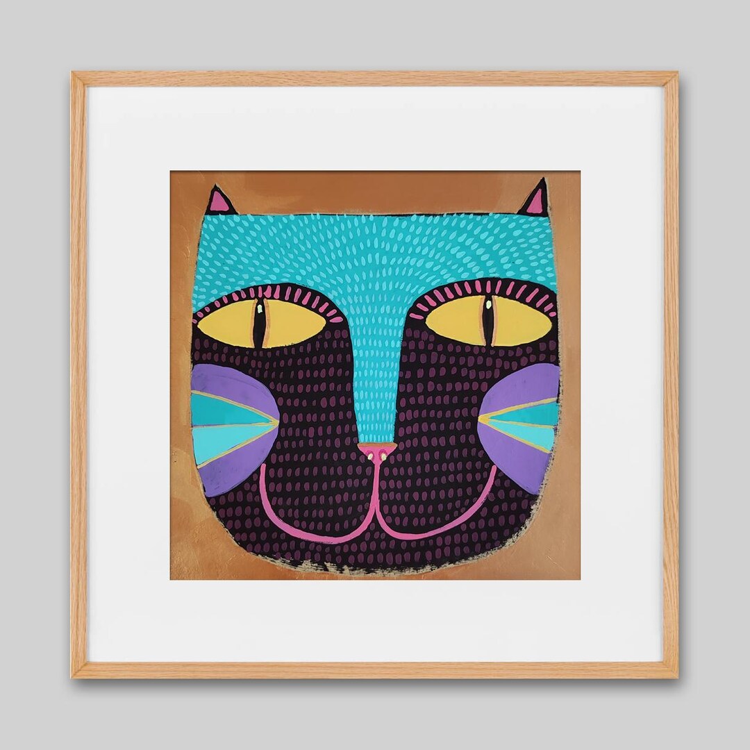 Cat Art Black Cat Painting Wall Decoration Original Cat Art Gift for ...