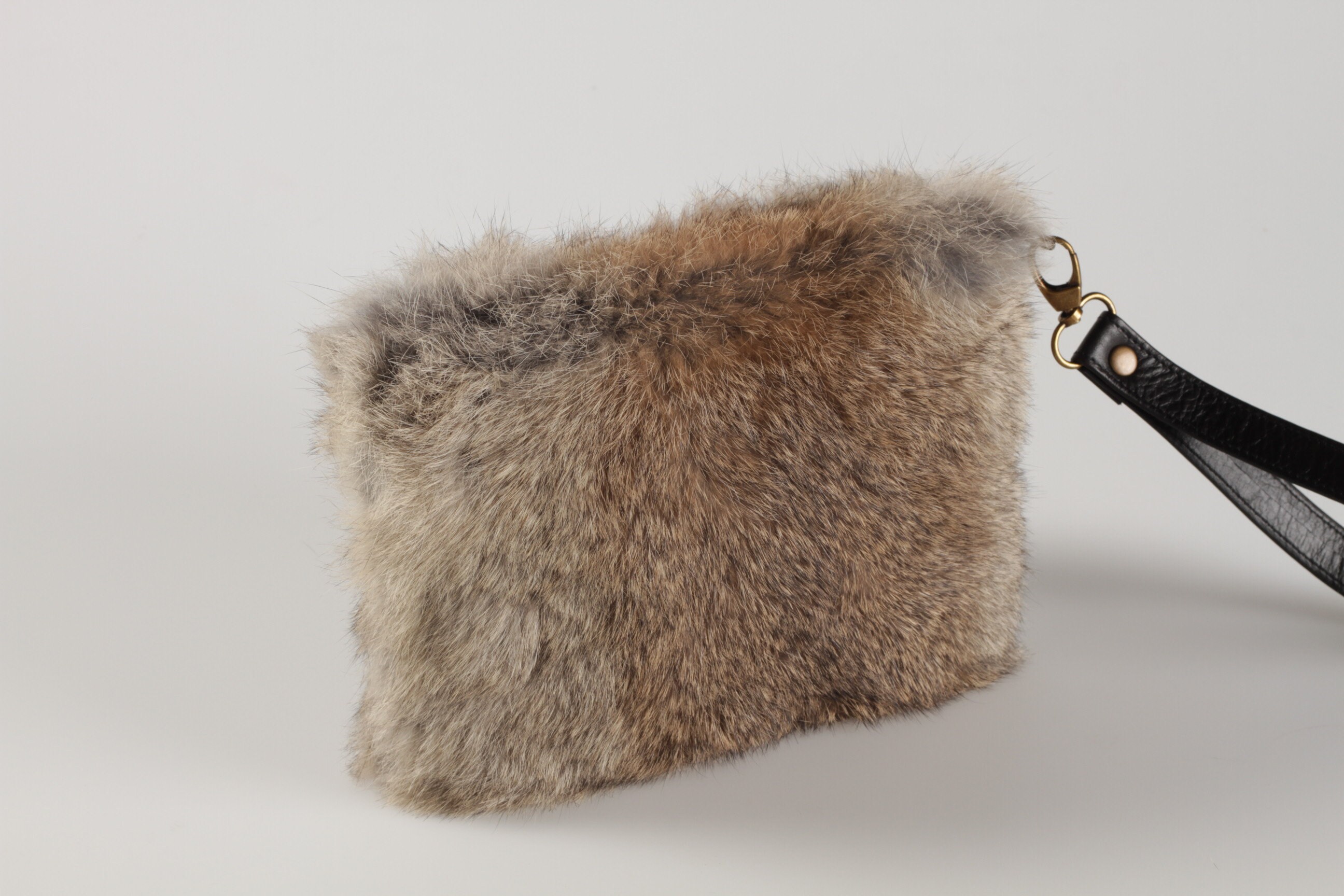 Grey Furry Bag, Gray Rabbit Leather Bag, Rabbit Hair Bag, Rabbit ...