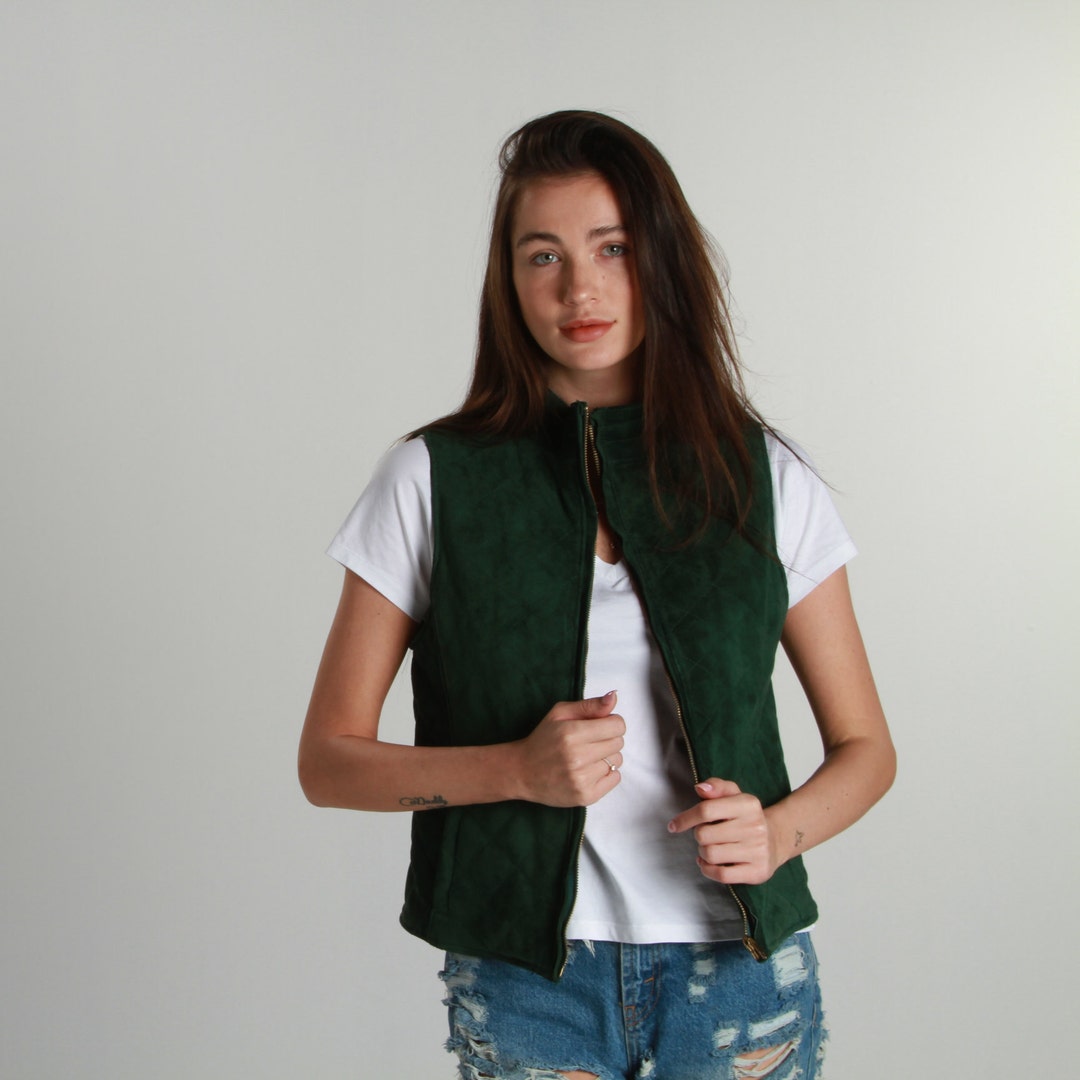 Women’s Authentic LAMBSKIN Fur GREEN Leather VEST for Over Coat – Polo ...