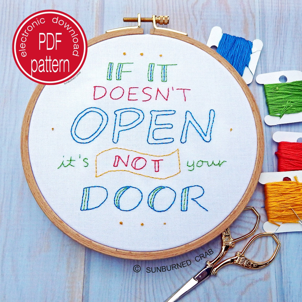 Embroidery Pattern, Inspirational Quote, Printable Pattern, PDF ...