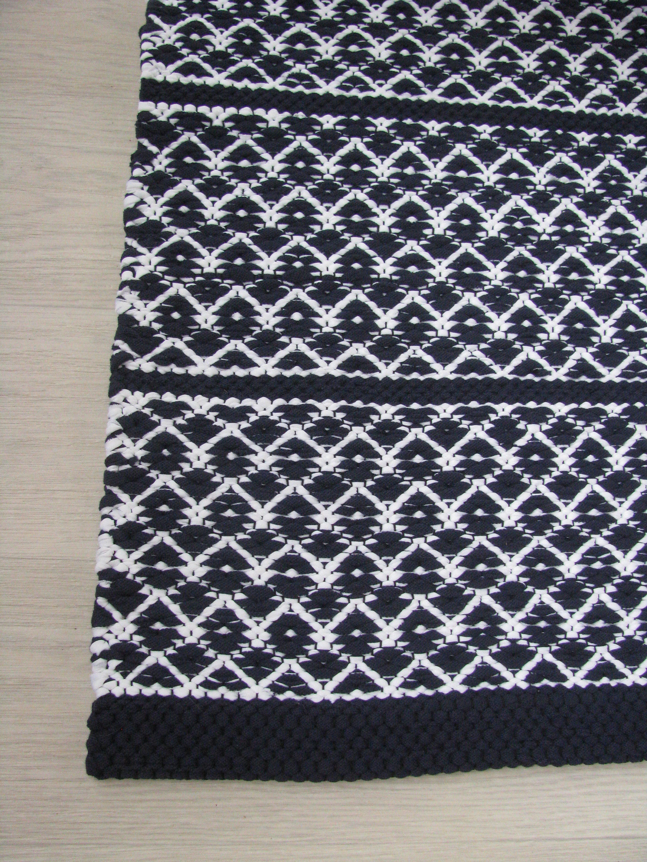 Blue and White Floor Runner Rug Scandinavian Cotton Rug - Etsy