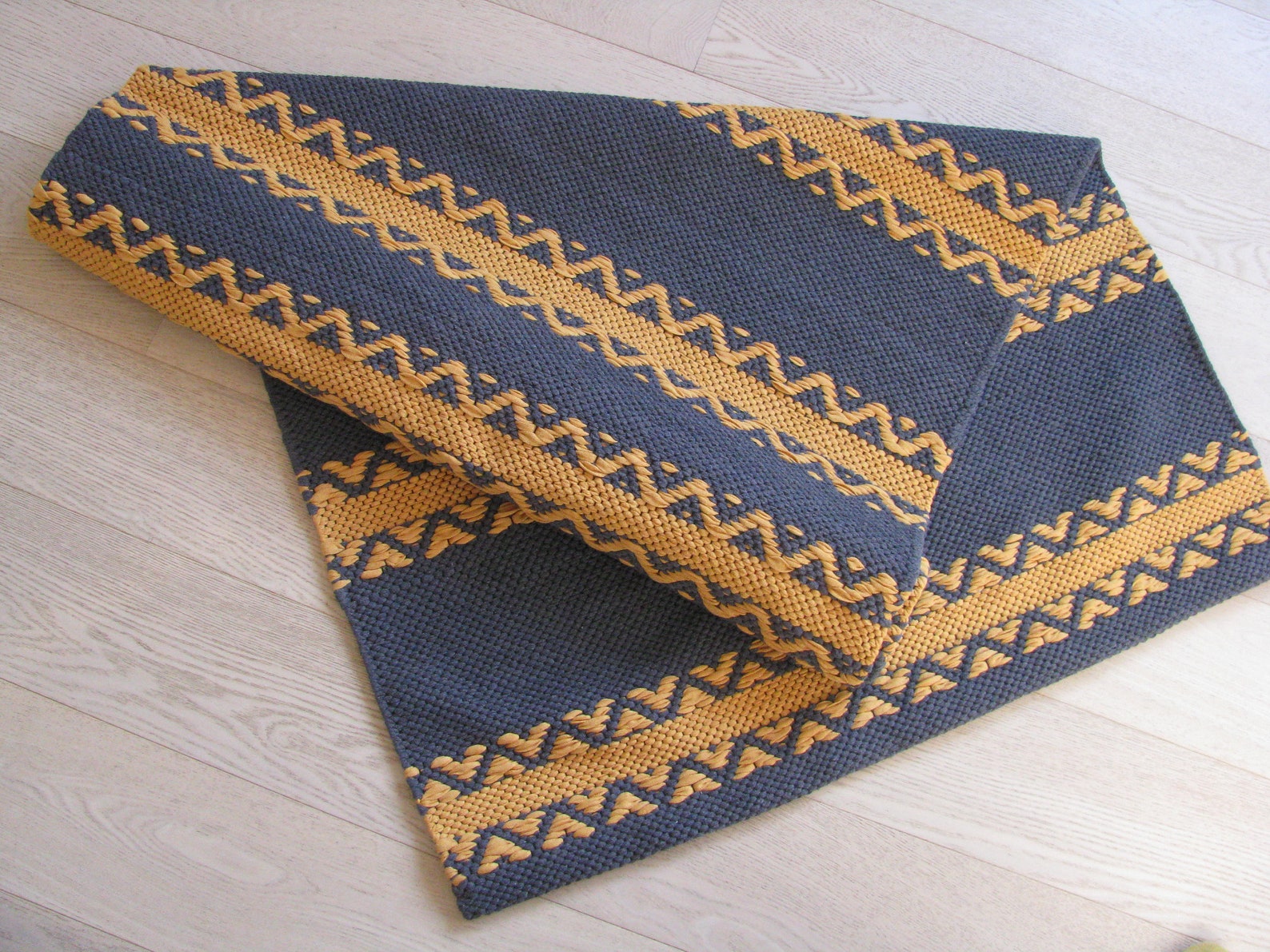 Floor Runner Rag Rug. Handmade Cotton Rug, Woven on the Loom, Living ...