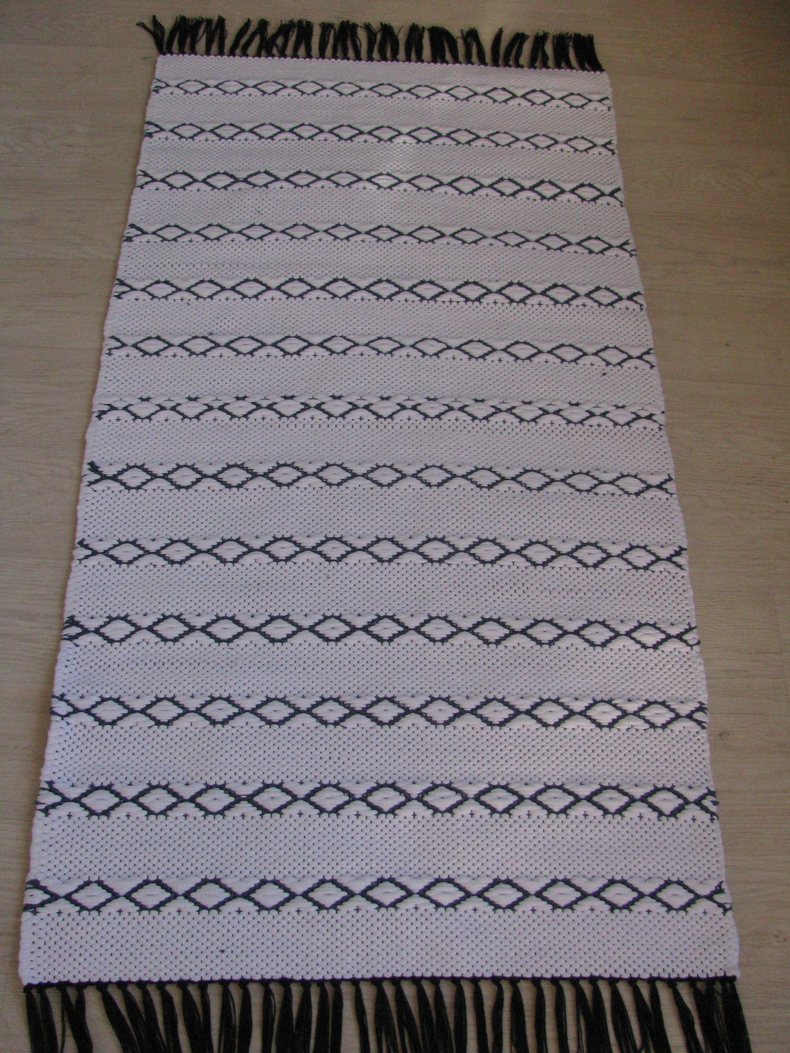 White Floor Runner Rag Rug. Handmade Cotton Rug Woven on the - Etsy