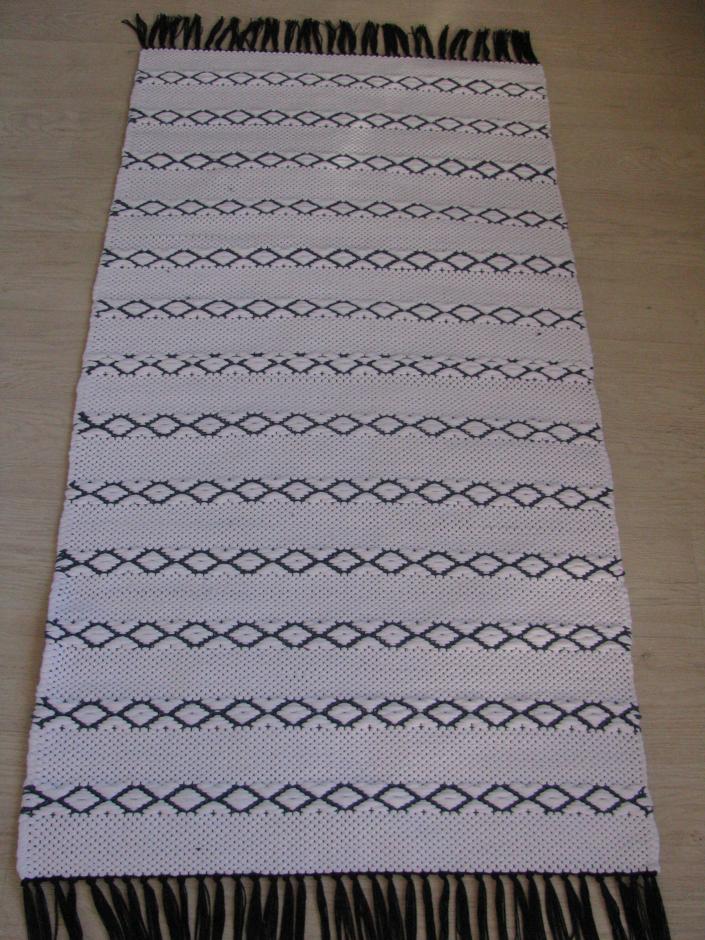 White Floor Runner Rag Rug. Handmade Cotton Rug, Woven on the Loom ...