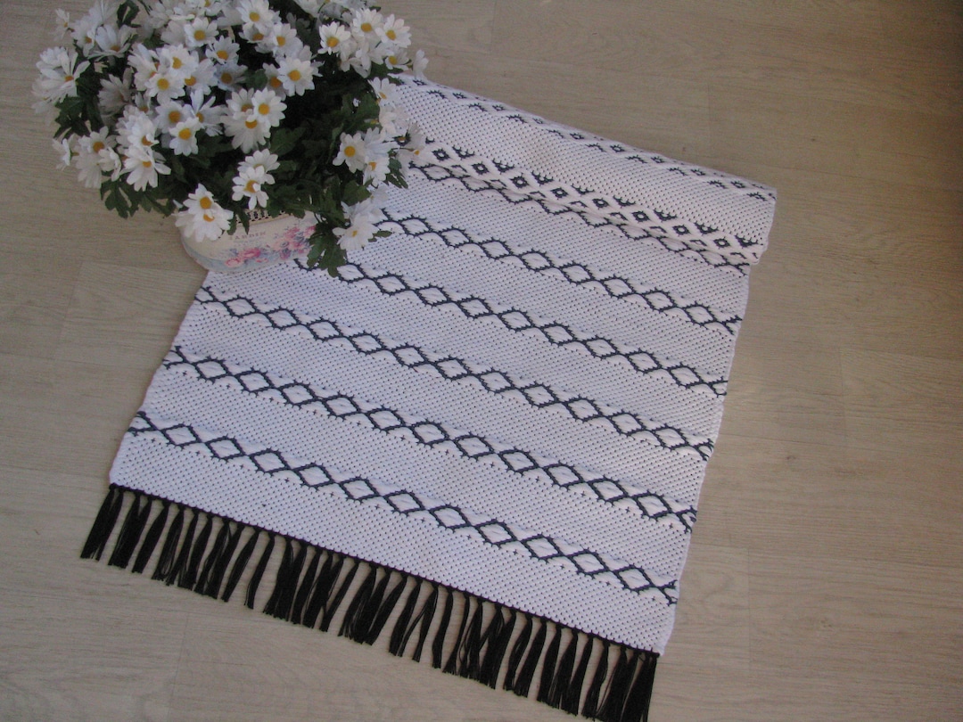 White Floor Runner Rag Rug. Handmade Cotton Rug Woven on the - Etsy
