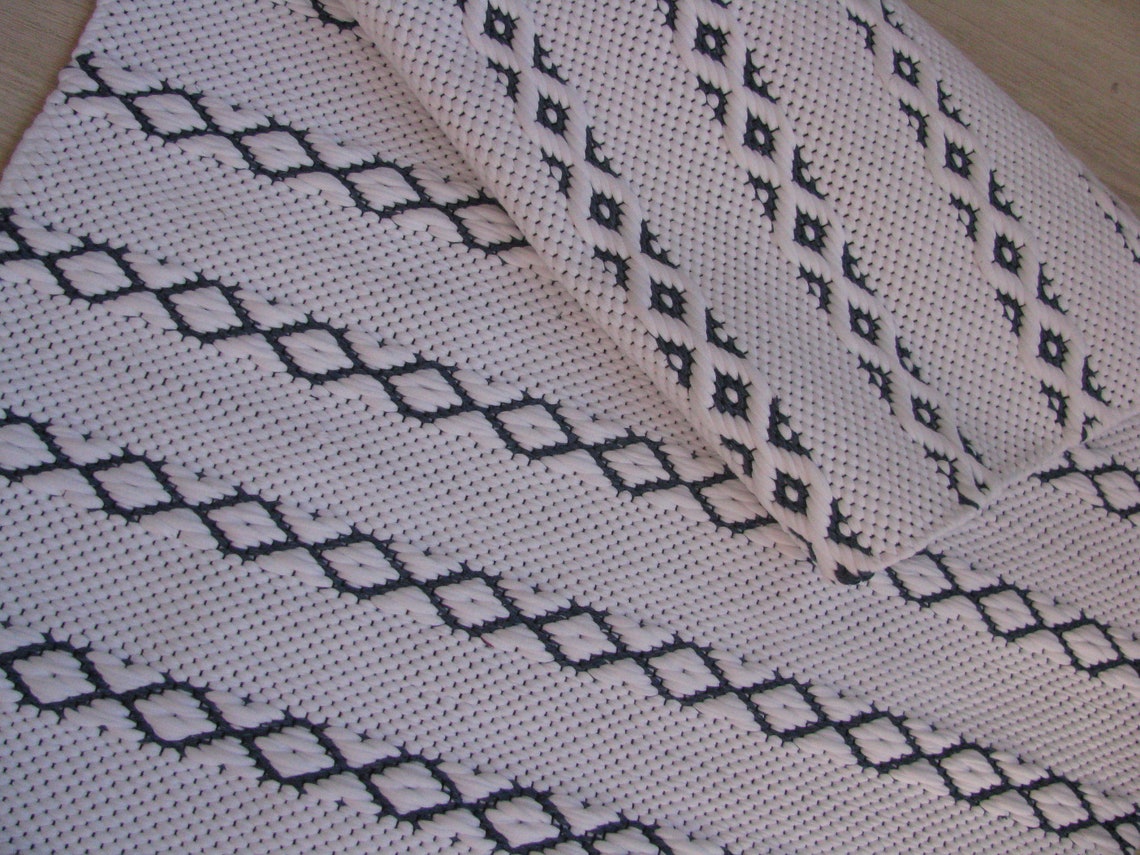 White Floor Runner Rag Rug. Handmade Cotton Rug Woven on the | Etsy