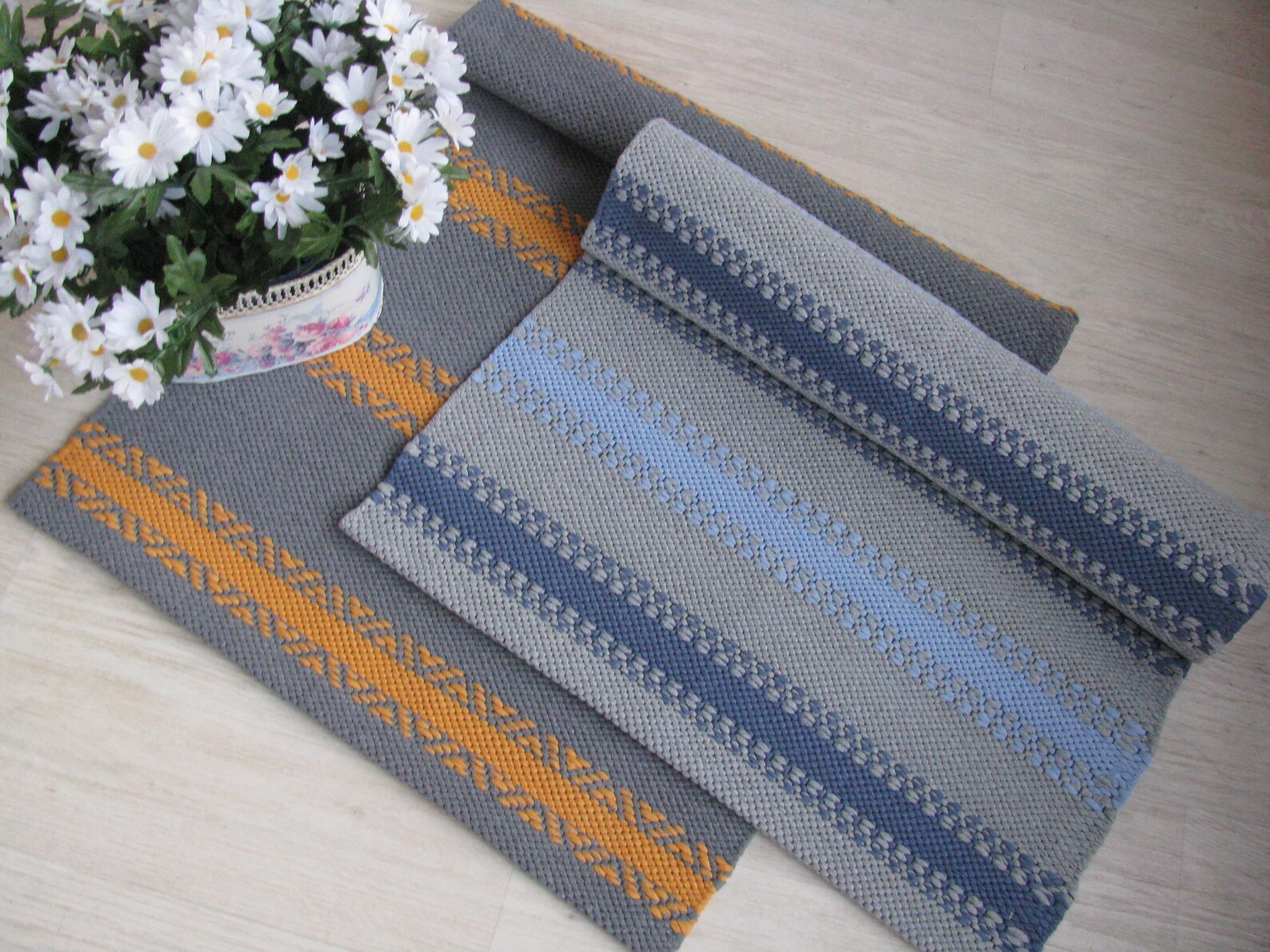 Floor Runner Rag Rug. Handmade Cotton Rug Woven on the Loom - Etsy