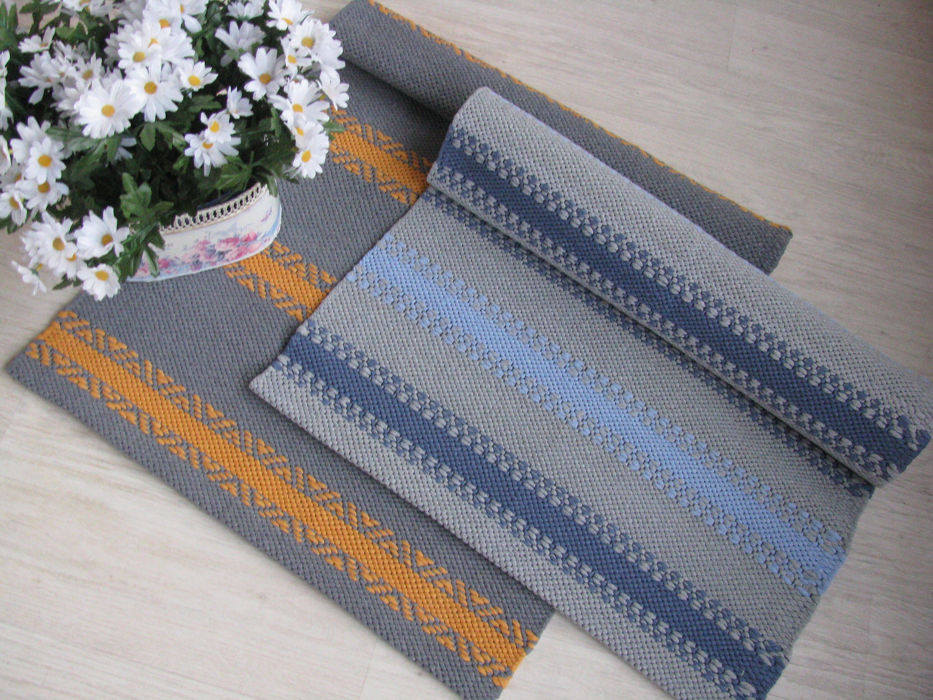 Floor Runner Rag Rug. Handmade Cotton Rug Woven on the Loom - Etsy