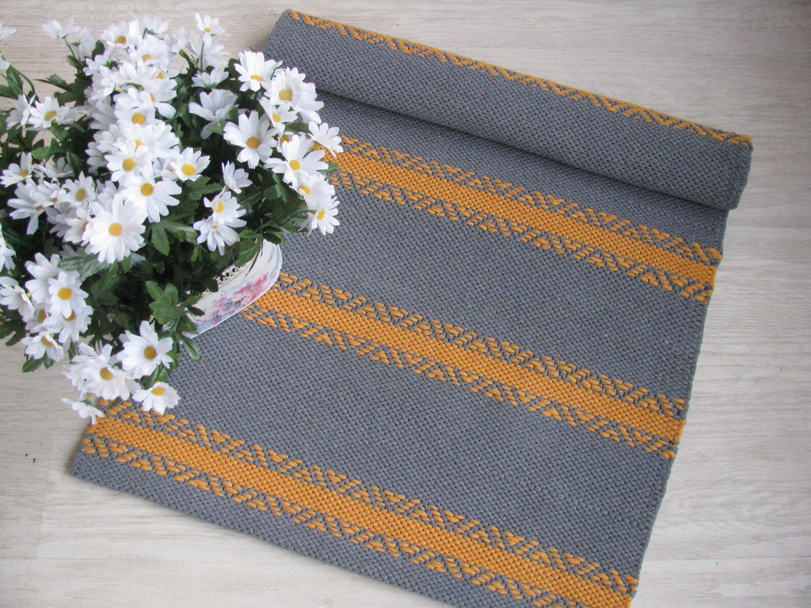 Floor Runner Rag Rug. Handmade Cotton Rug Woven on the Loom | Etsy