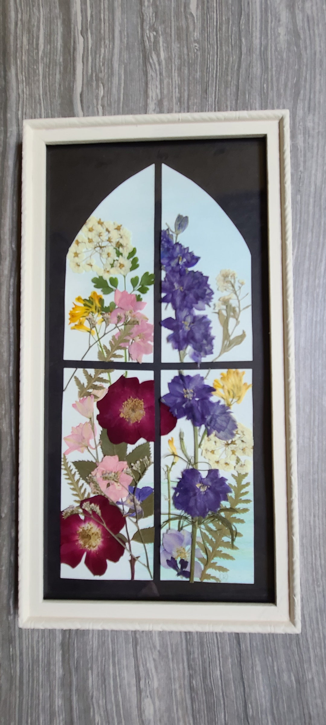 Pressed Flower Artwork in White Wood Frame - Etsy