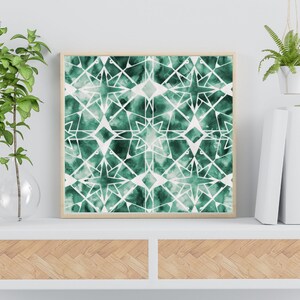 Emerald Constellation: Green Star Tile Digital Art Print - Etsy