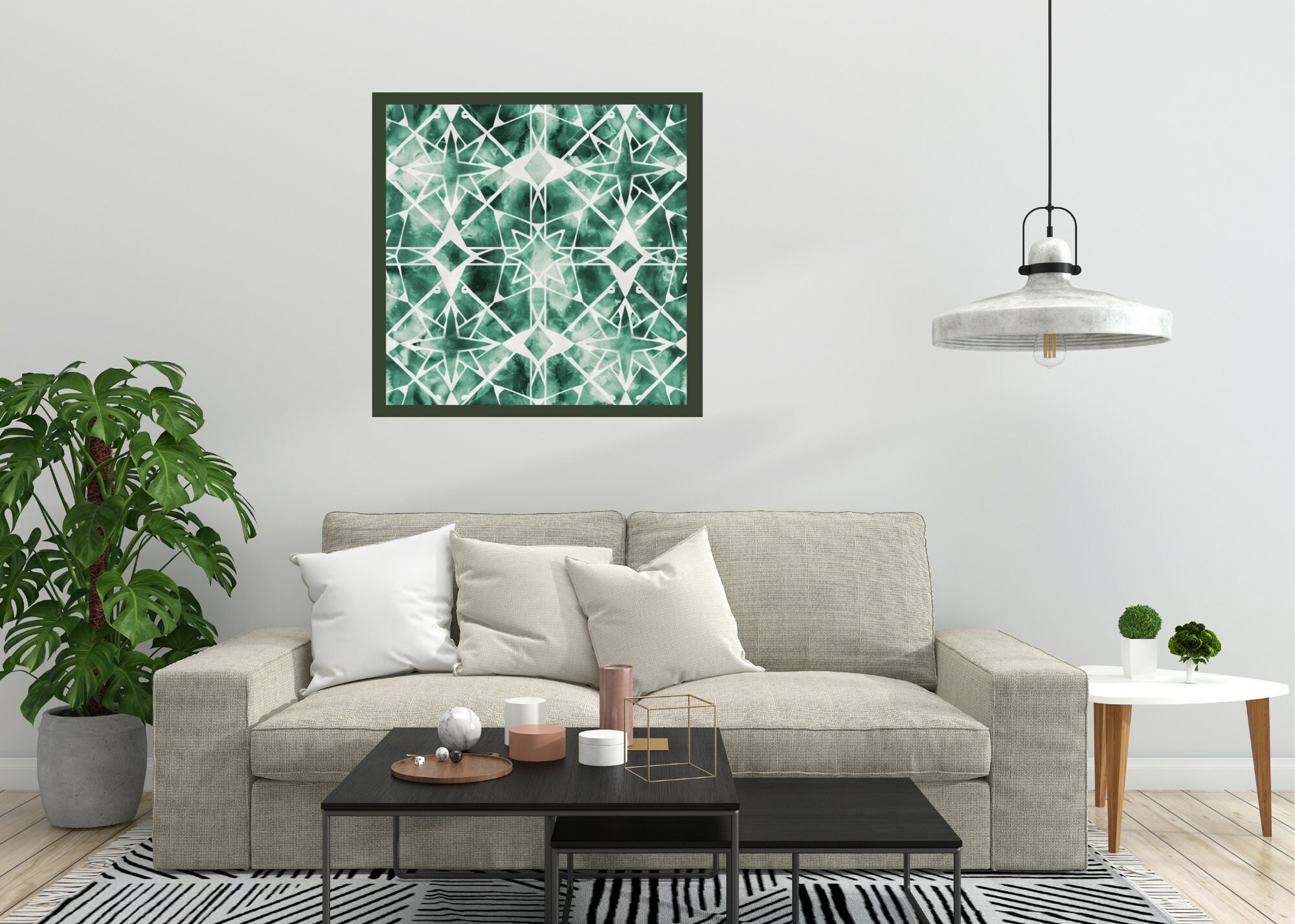 Emerald Constellation: Green Star Tile Digital Art Print - Etsy