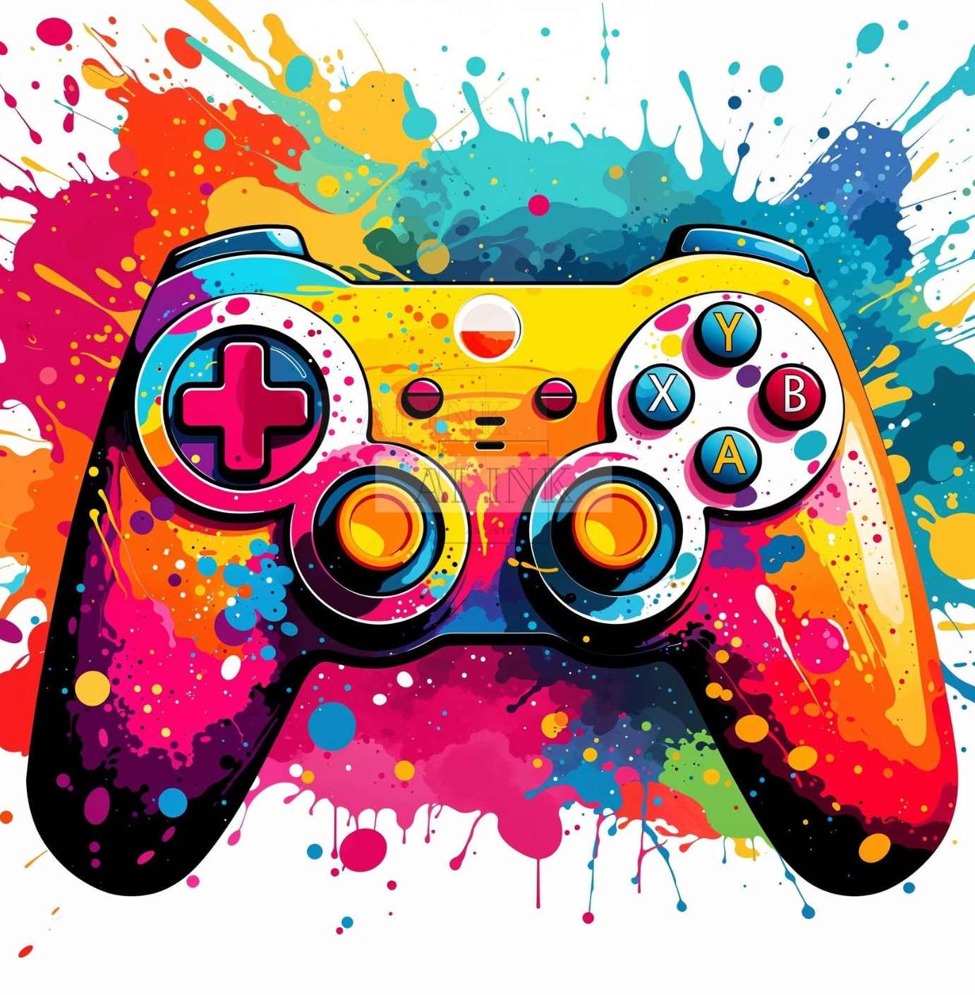 Colorful Chaos: Neon Infused Gaming Controller Digital Print - Etsy