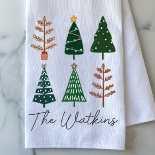 Personalized Tea Towel Christmas Monogram Kitchen Towel - Etsy