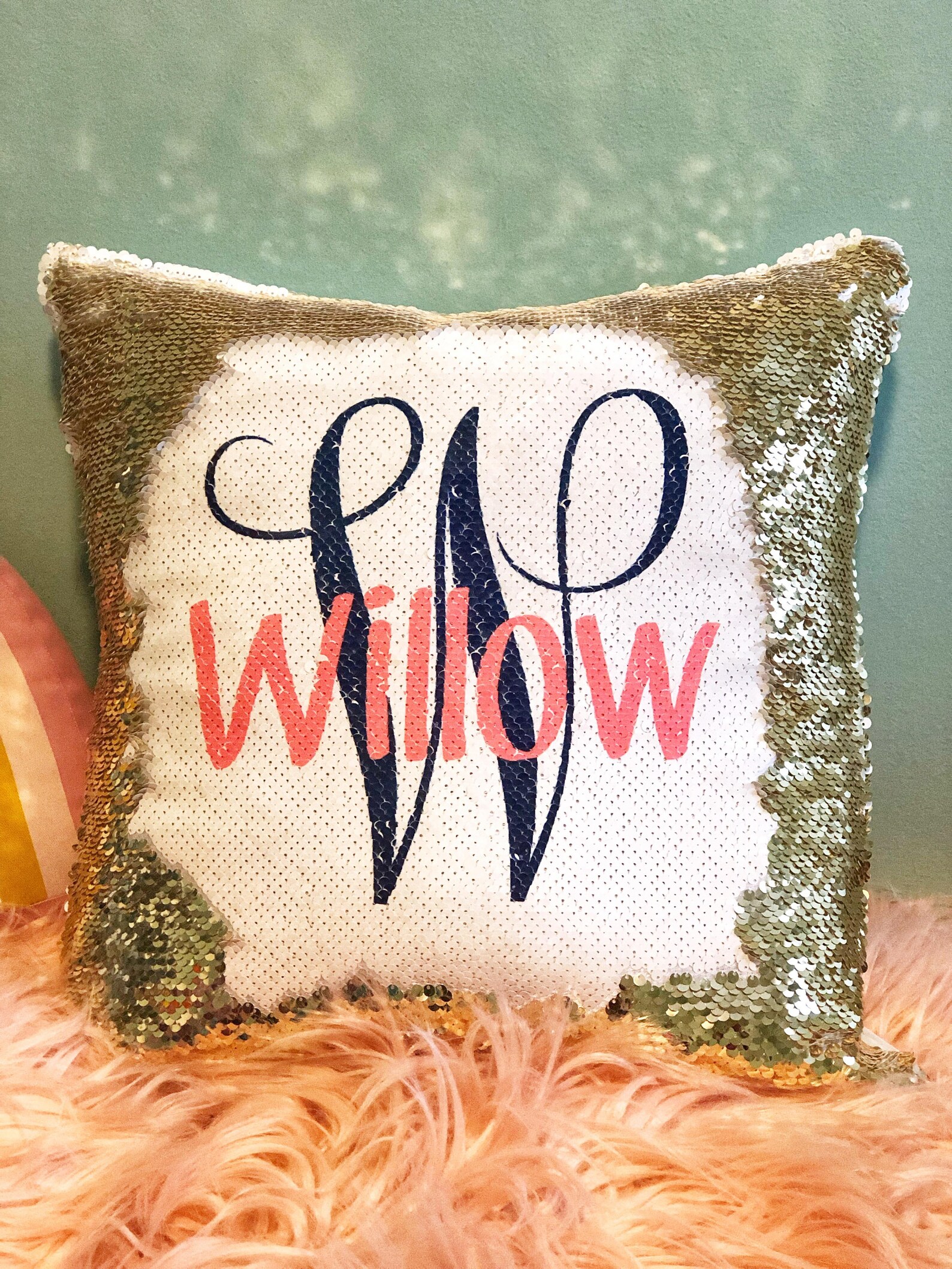 Monogram Sequin Pillow Monogrammed Sequin Flip Pillow - Etsy