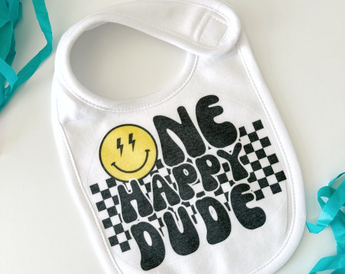 One Happy Dude First Birthday Bib One Happy Dude Themed Birthday Cake ...