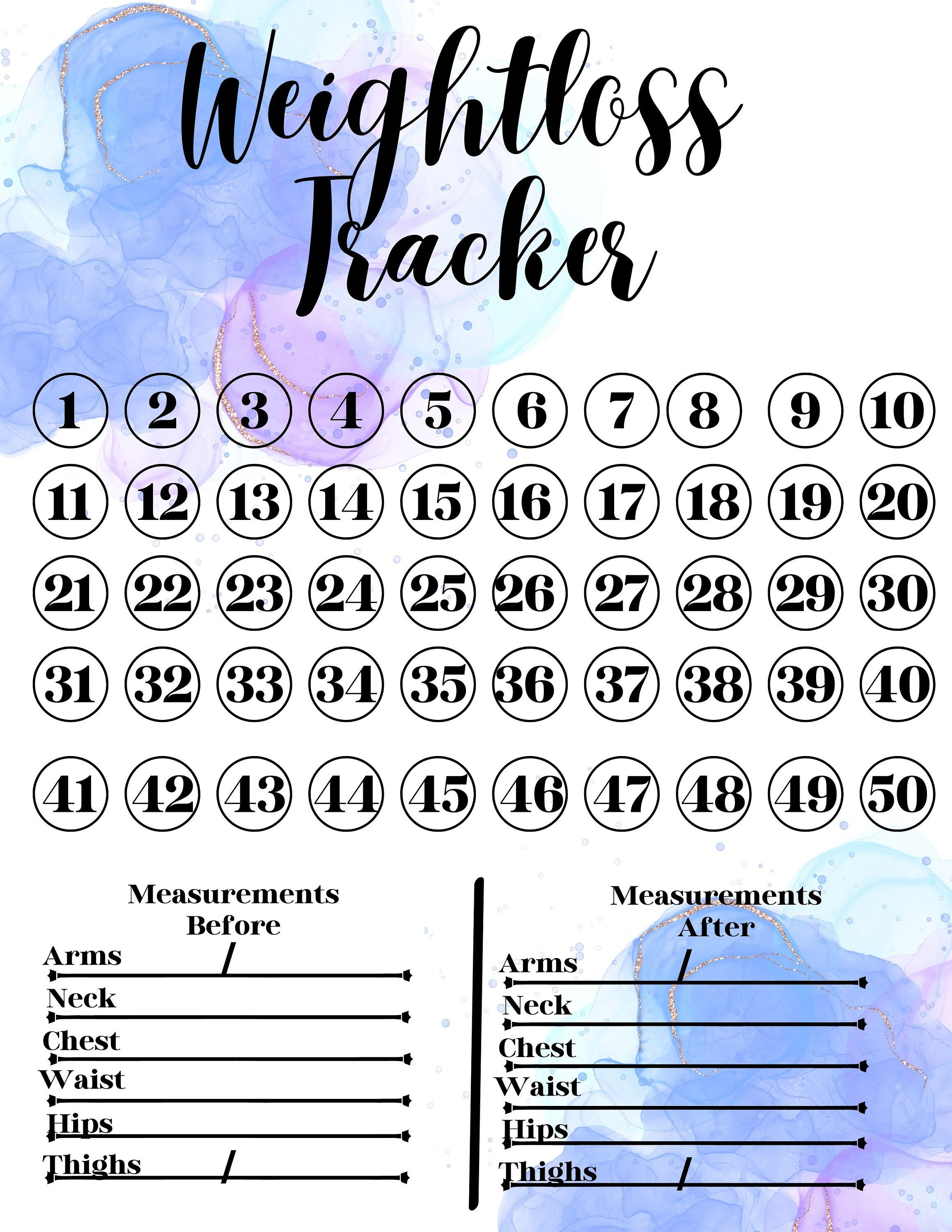 Weight Loss Tracker, 50 Lbs, Weightloss Journal, 50 Pound Lost ...