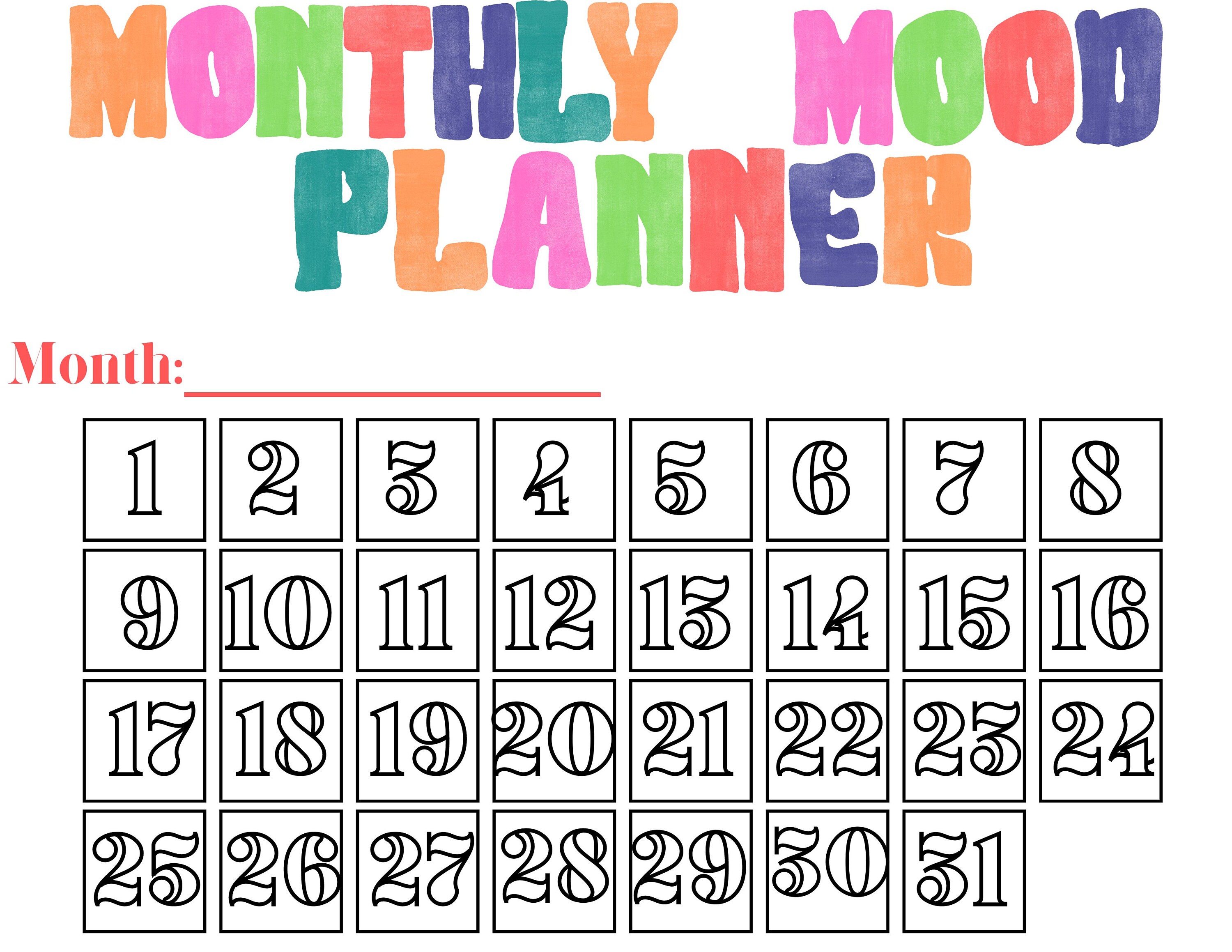 Mood Tracker Printable, Yearly Monthly Mood Planner, Mood Chart ...