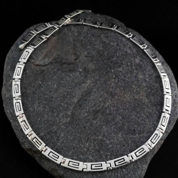 Meander-greek key necklace men's necklace sterling | Etsy