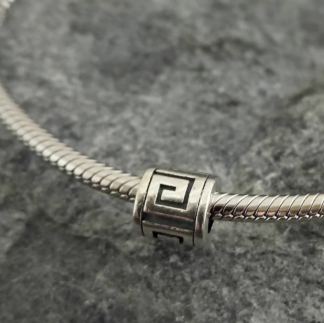 Greek Key Silver Charm,greek Meander Bead,greek Jewelry,greek Key Charm ...