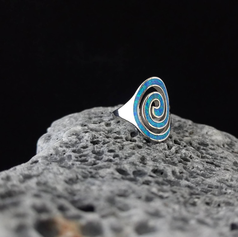 Spiral Ring, Opal Greek Spiral Jewelry Collection, Sterling Silver 925 ...