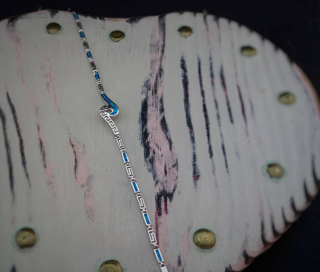 Meander-greek Key Opal Bracelet, Bracelet Opal Sterling Silver, 925 ...