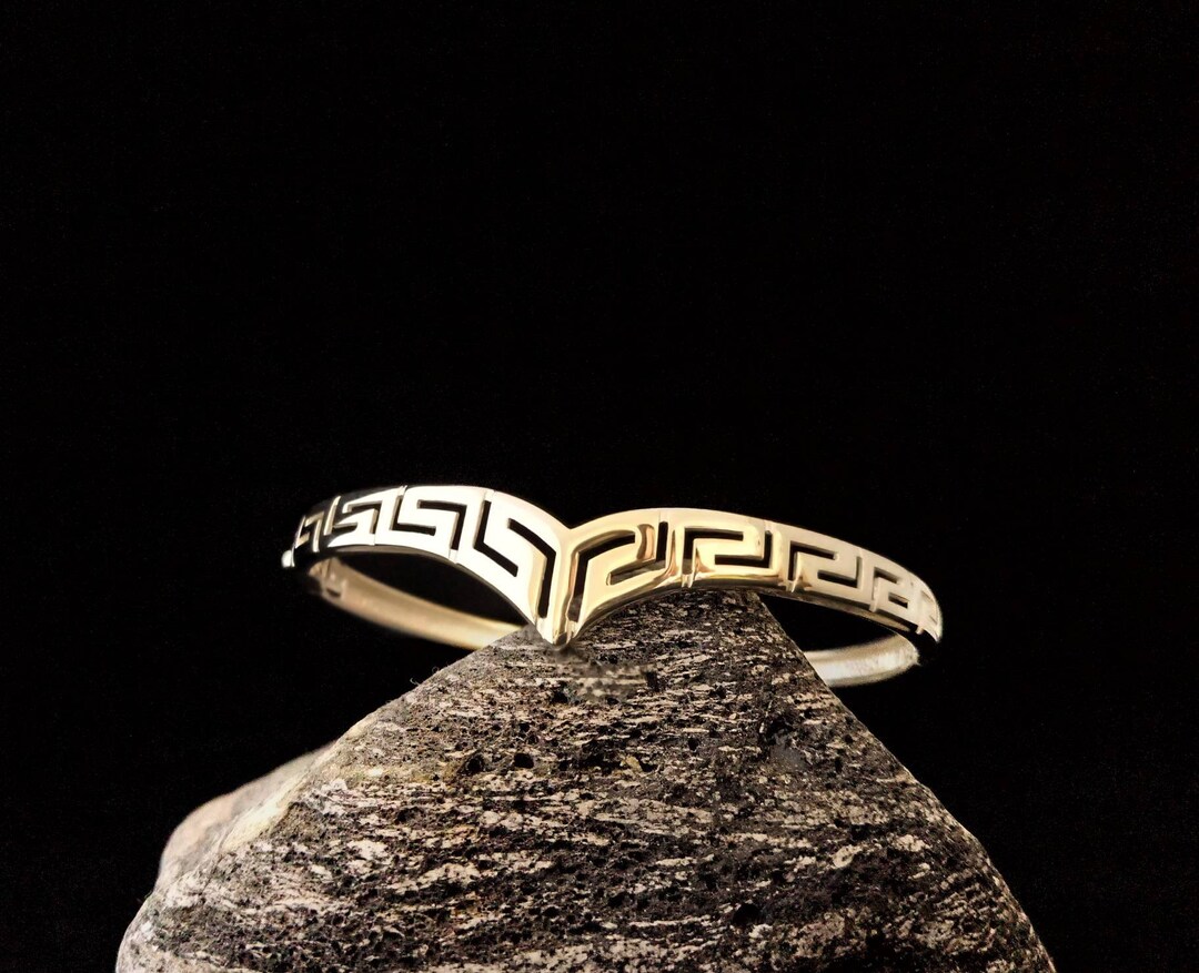 Greek Meander Bangle, Meander Greek Key Bangle, Sterling Silver 925 ...