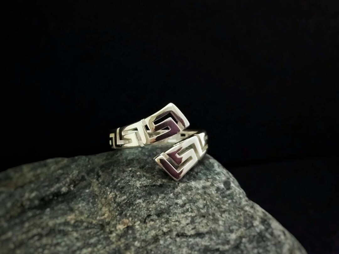 Греческое кольцо для ключей, серебро 925 пробы, меандр, греческие ...