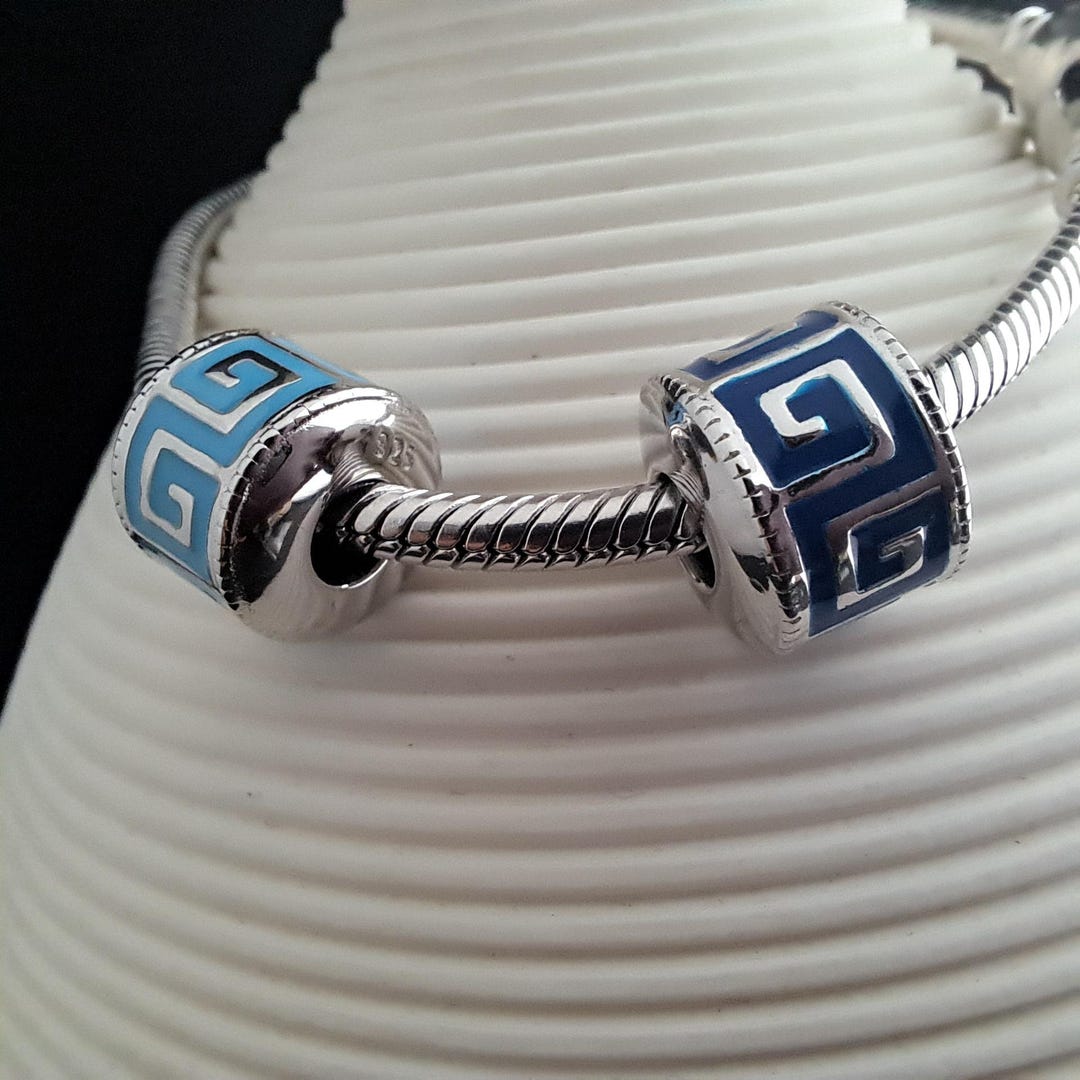 Greek Key Silver Charm,greek Meander Bead,greek Jewelry,greek Key Charm ...