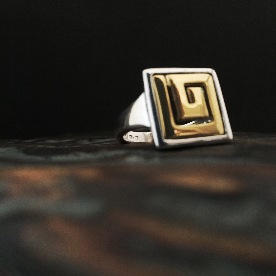 Spiral Ring, Greek Spiral, Golden Sterling Silver, Ancient Minoan ...