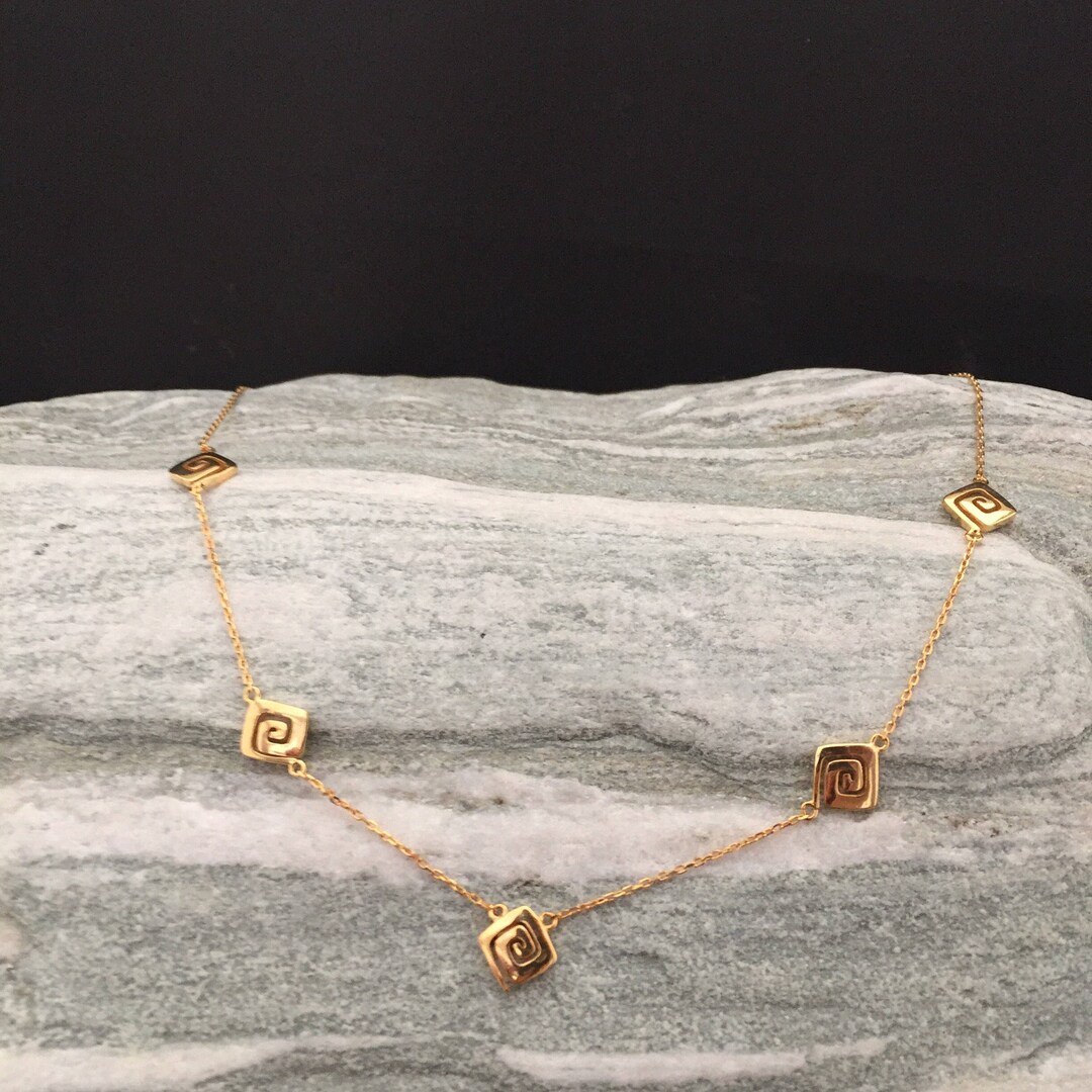 Necklace Greek Spiral, Golden Sterling Silver 925, Ancient Minoan ...