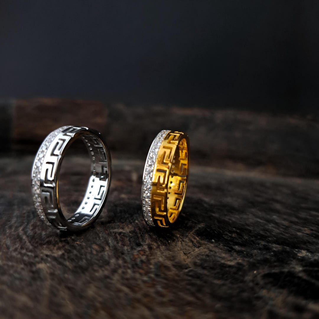 Greek Meander Ring, Greek Key Ring, Silver/gold-plated Ring Meander ...
