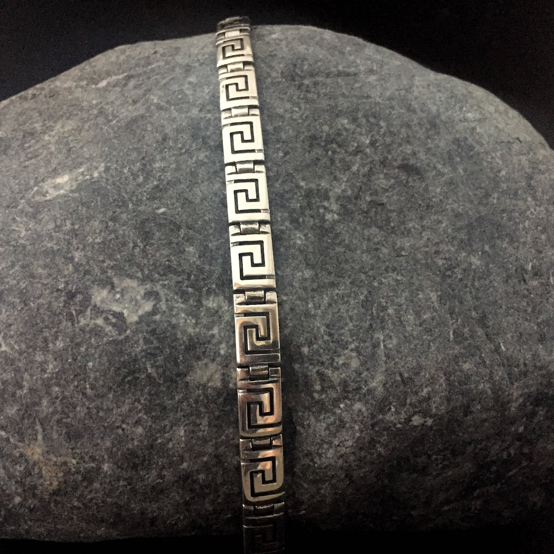 Greek Unisex Bracelet, Greek Key Bracelet Sterling Silver 925 Ancient ...