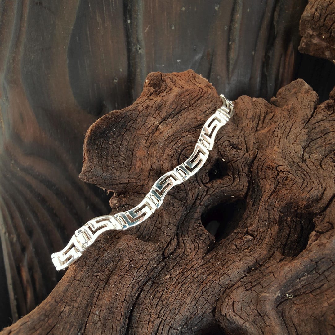 Sterling Silver Greek Meander Bracelet, Ancient Greek Jewelry - Etsy