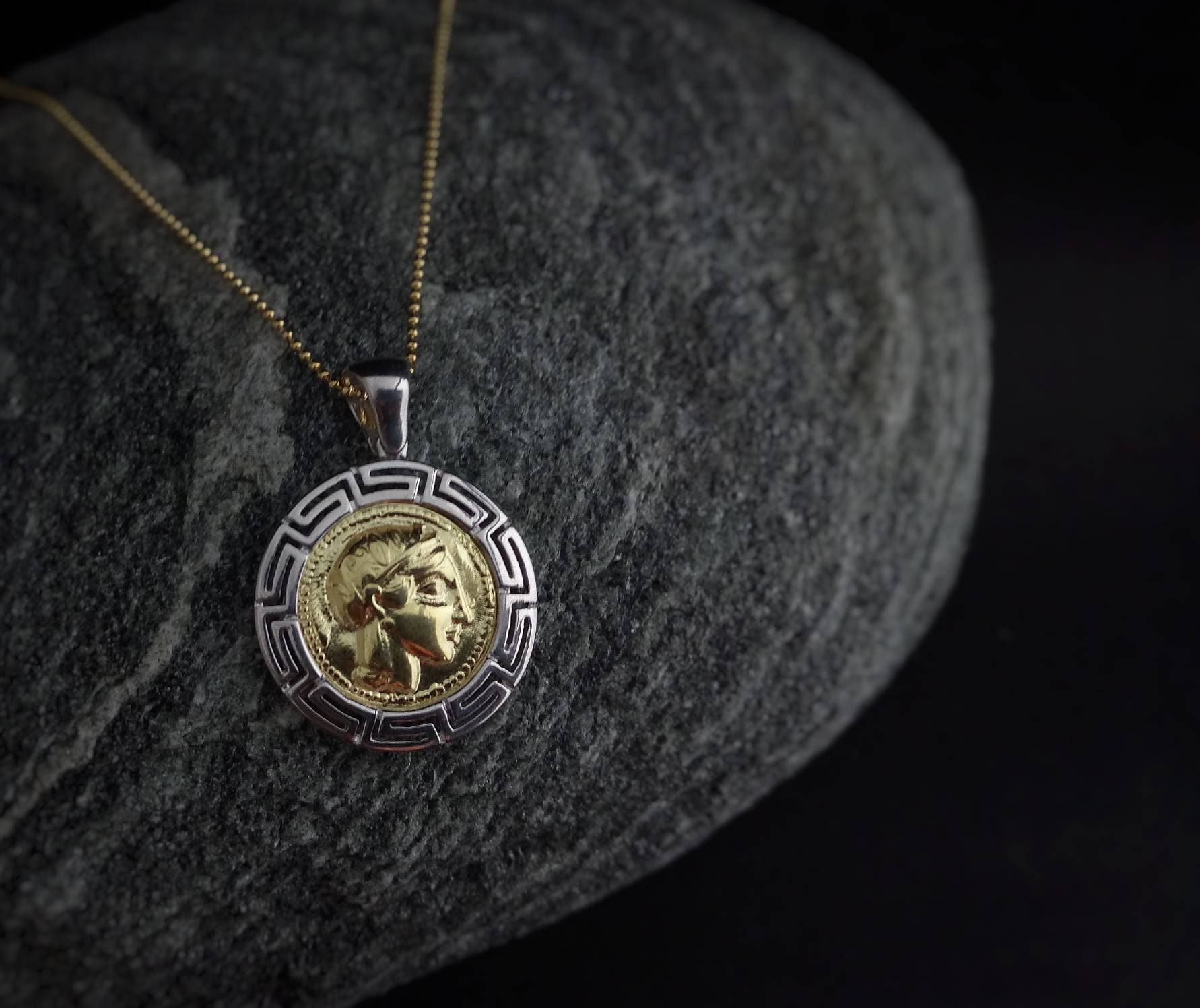 Athena Goddess Golden Pendant Ancient Greek Jewelry | Etsy