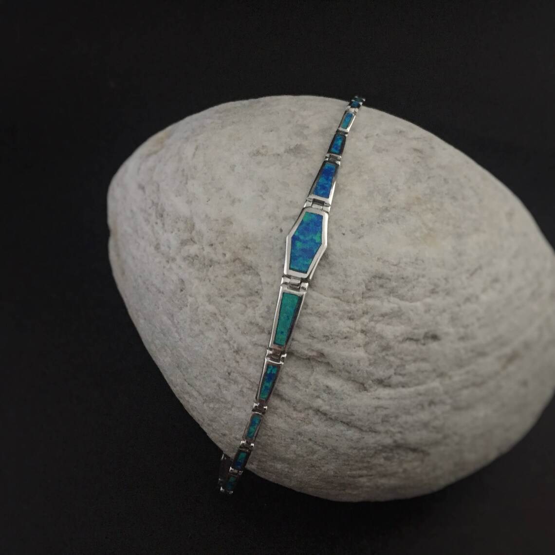 Blue opal bracelet greek bracelet sterling silver opal | Etsy