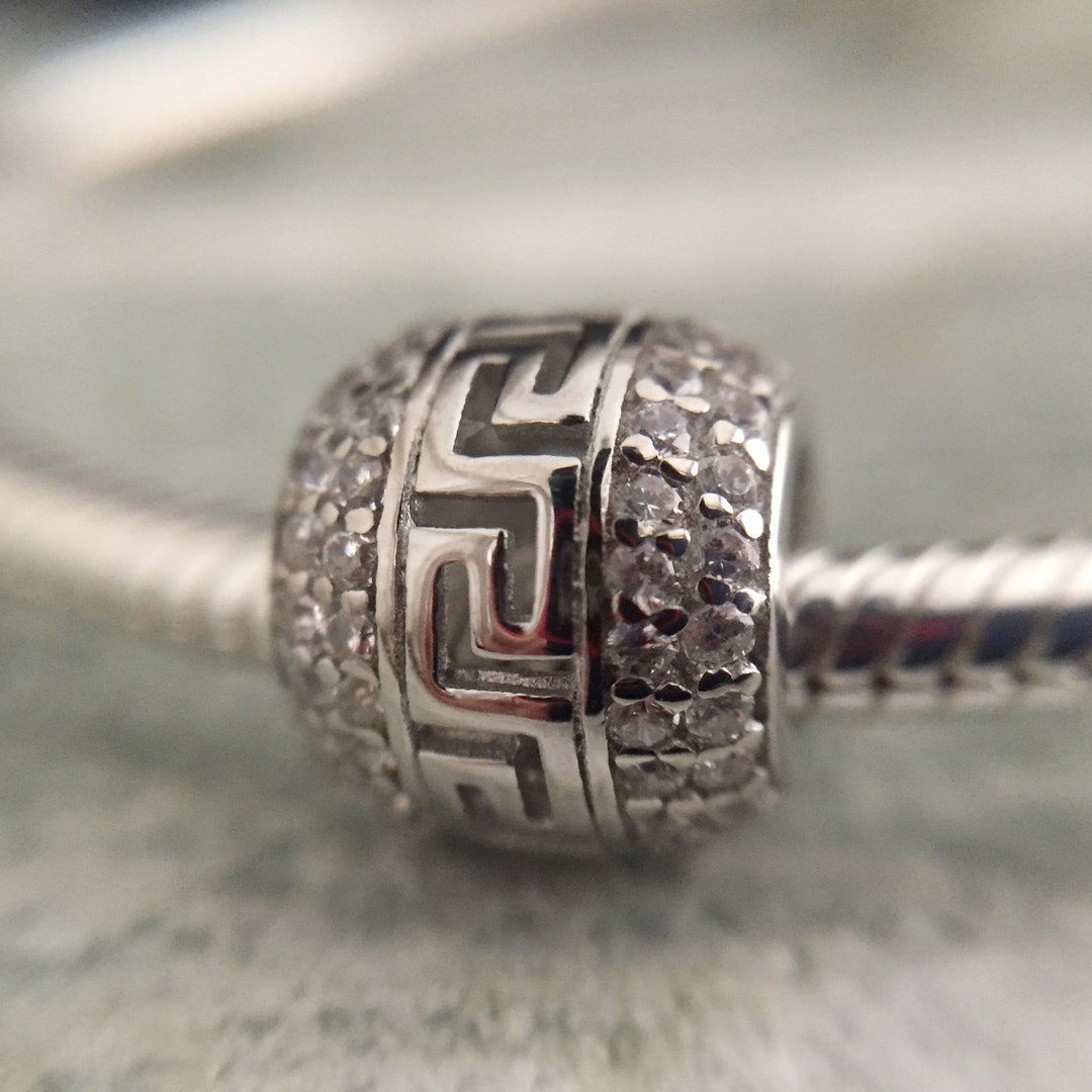 Greek Key Silver Charm,greek Meander Bead,greek Jewelry,greek Key Charm ...