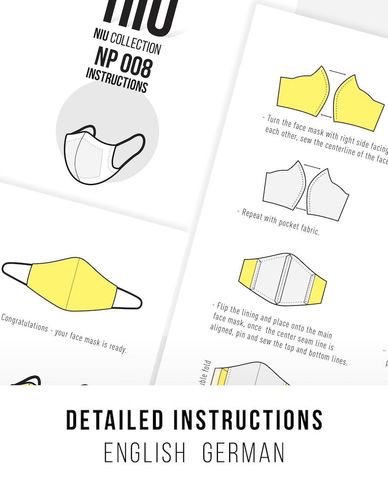 Face Mask Sewing Pattern With Filter Pocket, Easy DIY Mask/mouth and ...
