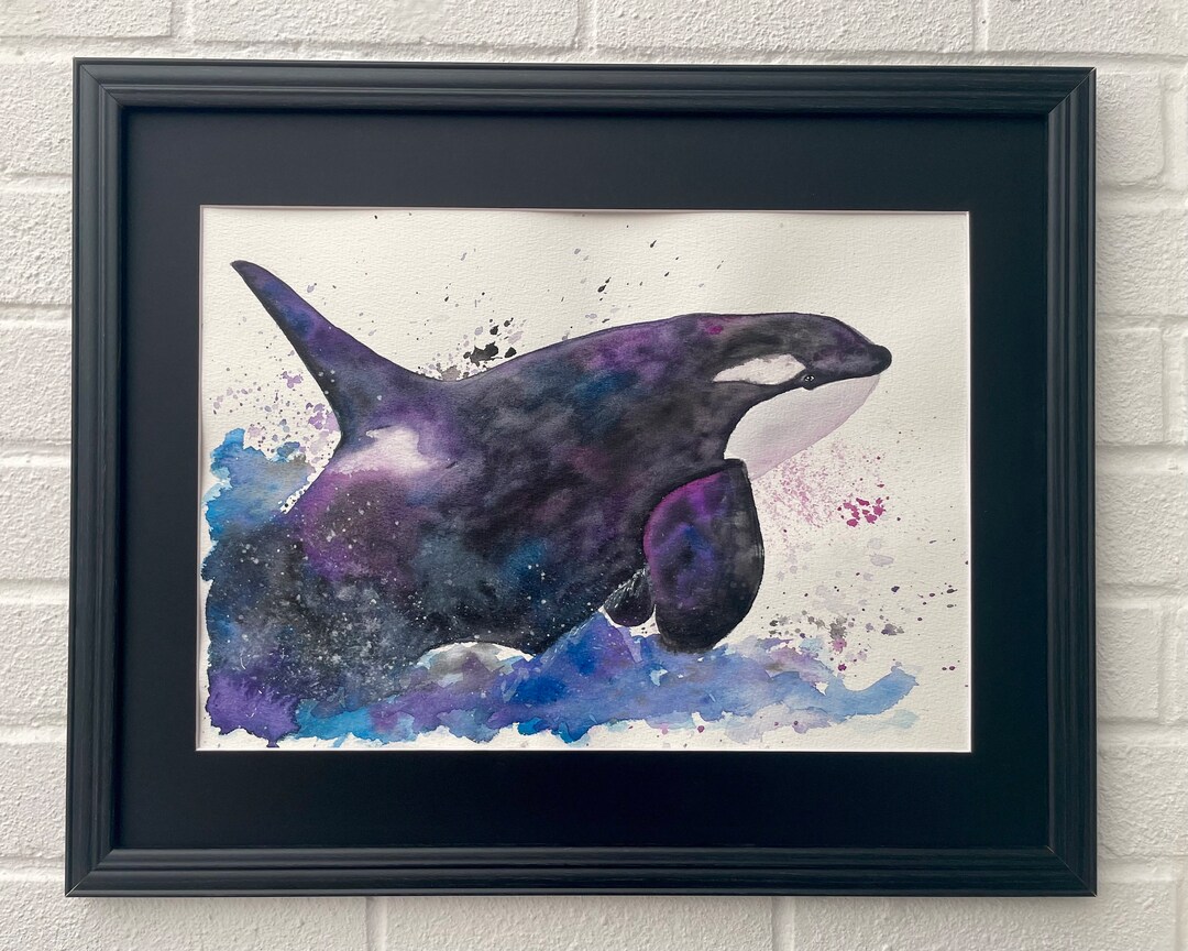 Orca pintura orca acuarela J27 Blackberry apoya el centro para la ...