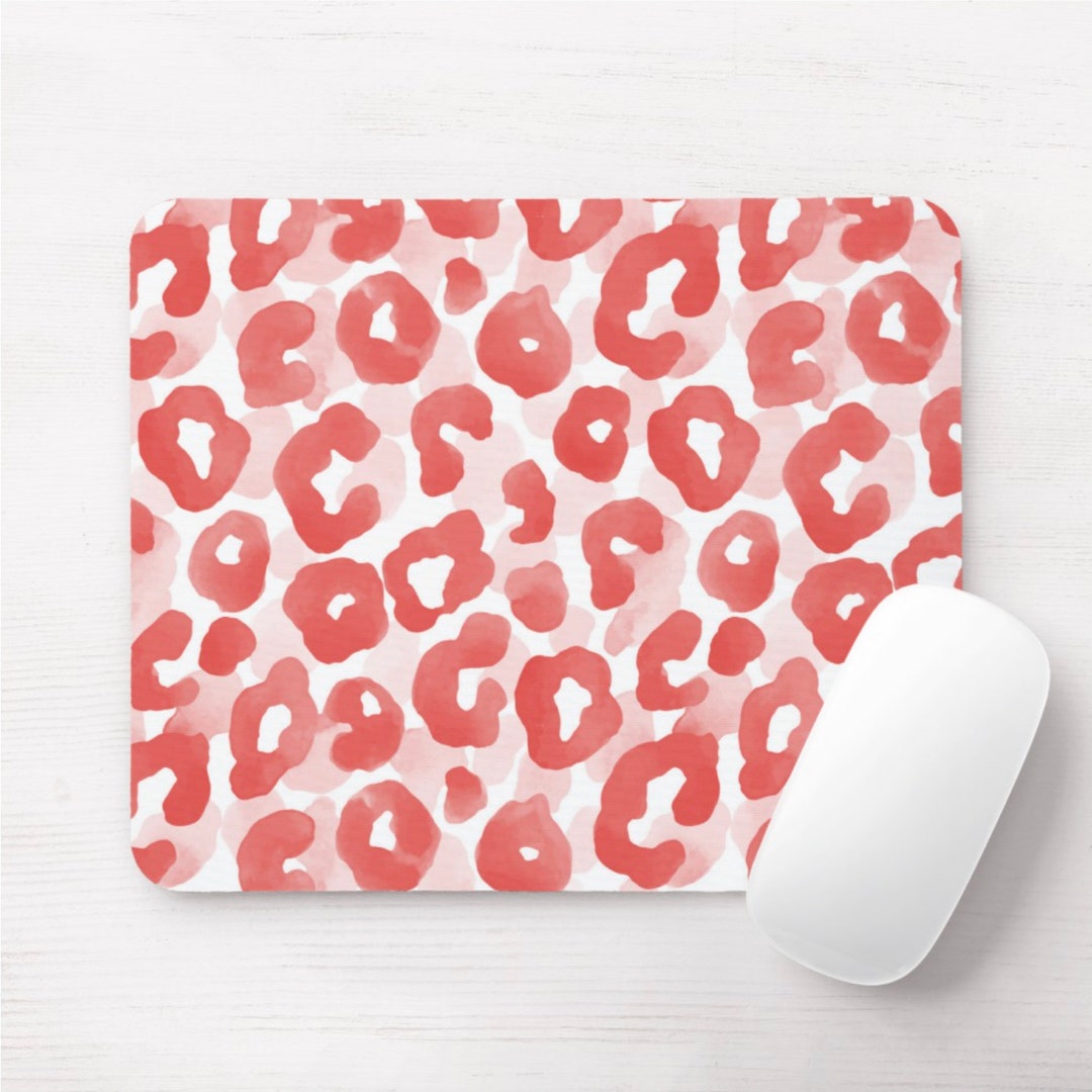 Watercolor Leopard Print Mouse Pad Coral Mousepad Animal - Etsy