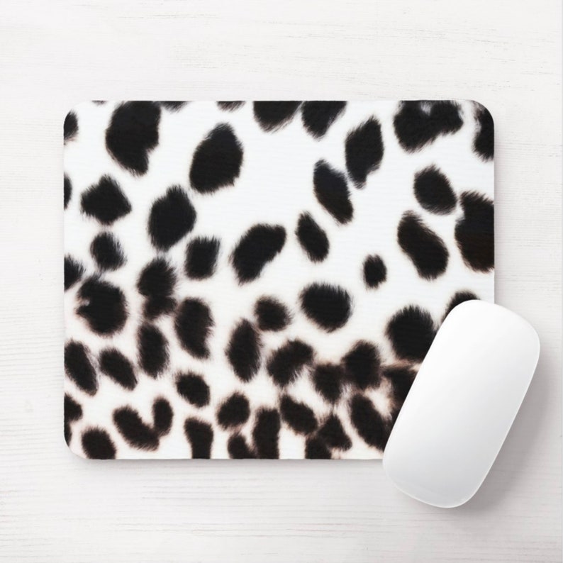 Animal Print Mouse Pad Snow Leopard Black & White Mousepad | Etsy